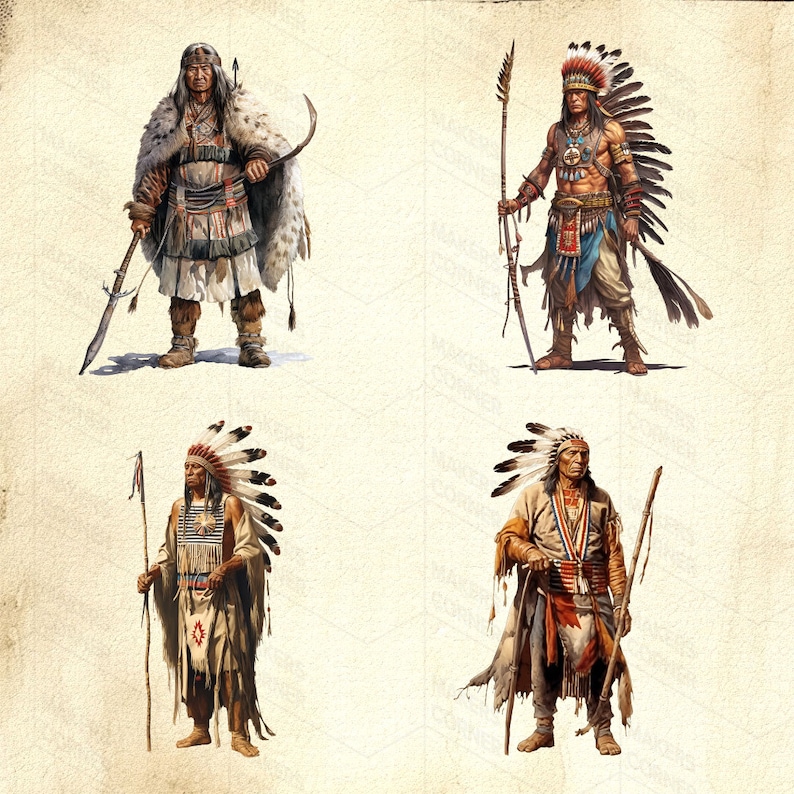 Native American Warriors Clip Art Collection for Art and Design ...