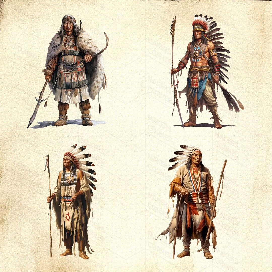 Native American Warriors Clip Art Collection for Art and Design ...