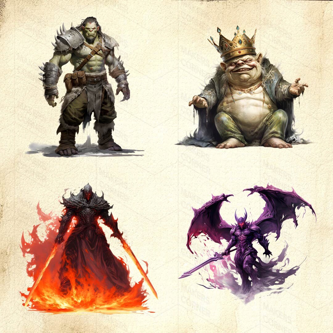 Fantasy RPG Bosses Clip Art Collection for Art and Design, Fantasy Art ...