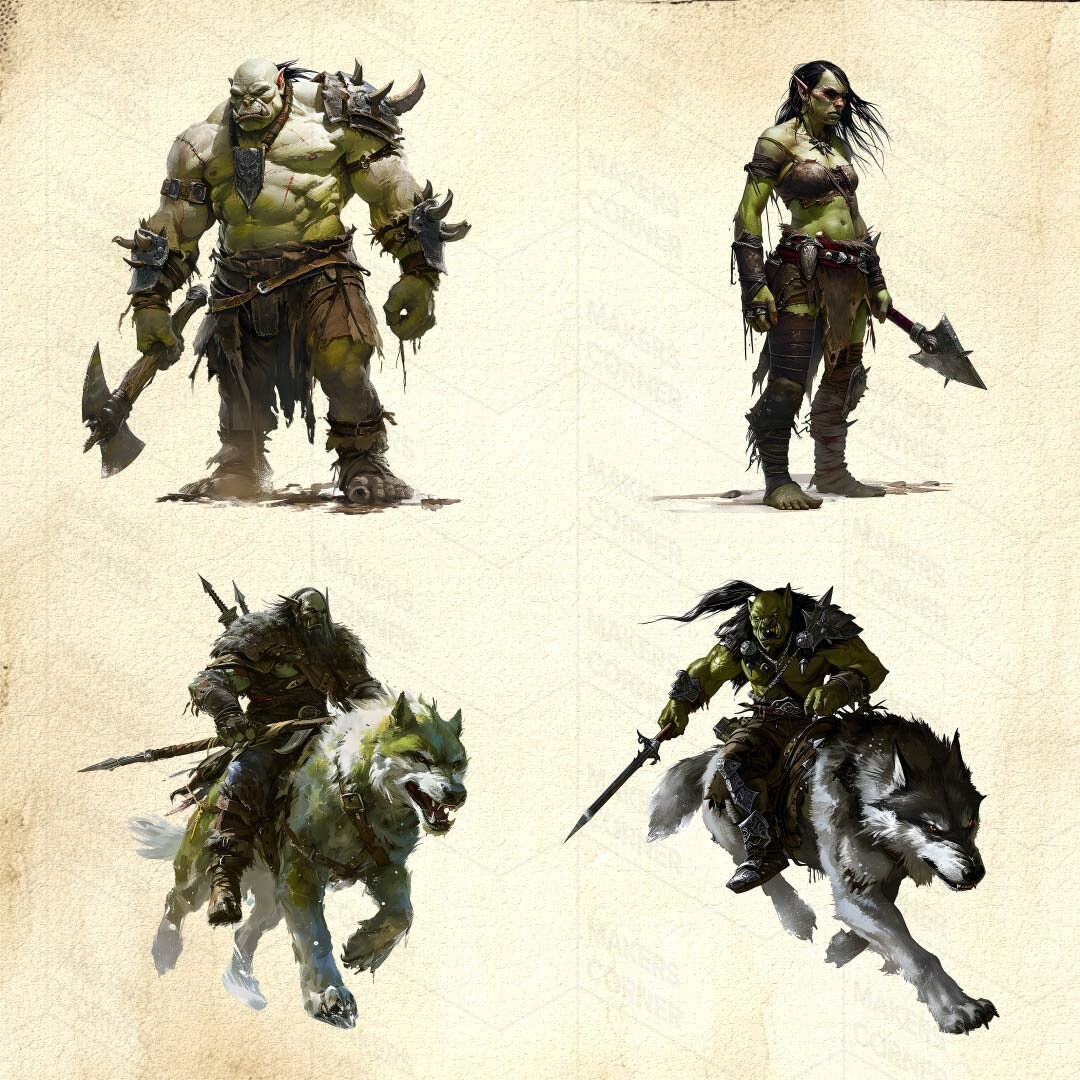 Cut Throat Orcs Clip Art Collection for Art and Design, Games Night ...