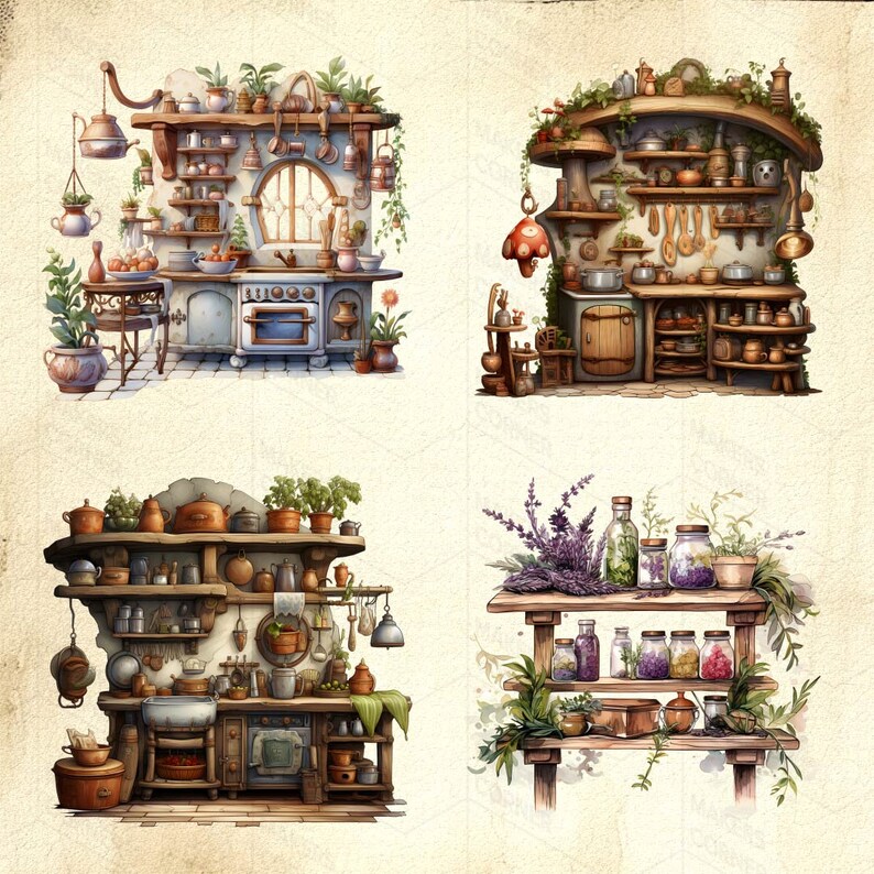Fantasy Kitchen Clip Art Collection Fantasy Rooms and Furniture ...