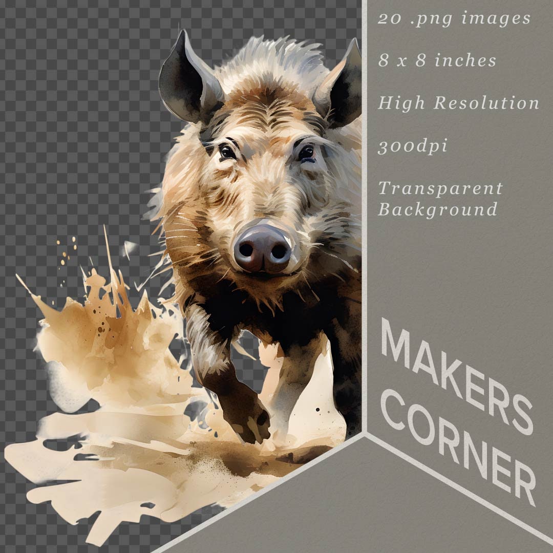 Wild Boar Clip Art Collection High-quality Digital Downloads for Art ...