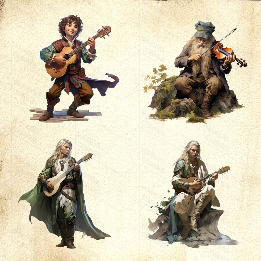 Performing Bards Clip Art Collection for Art and Design, RPG Graphics ...