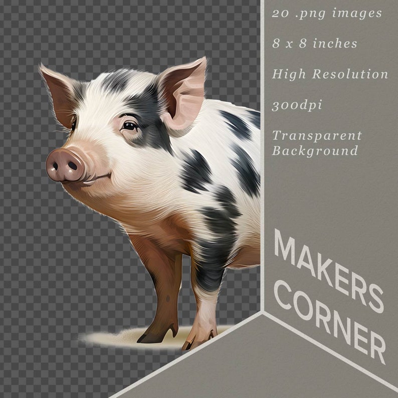 Free-range Pigs Clip Art Collection High-quality Digital Downloads for ...