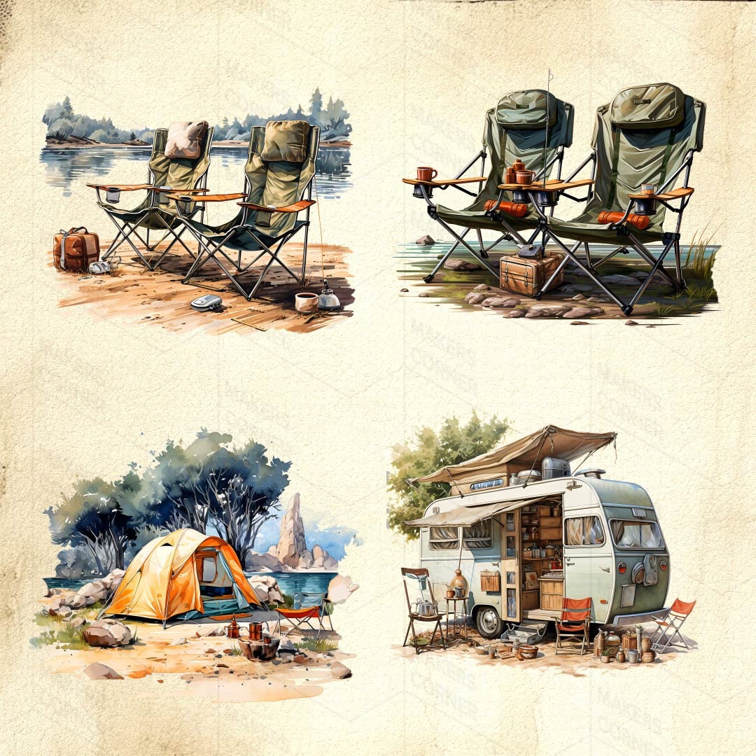 Camping Trip Clip Art Collection for Art and Design Holiday - Etsy