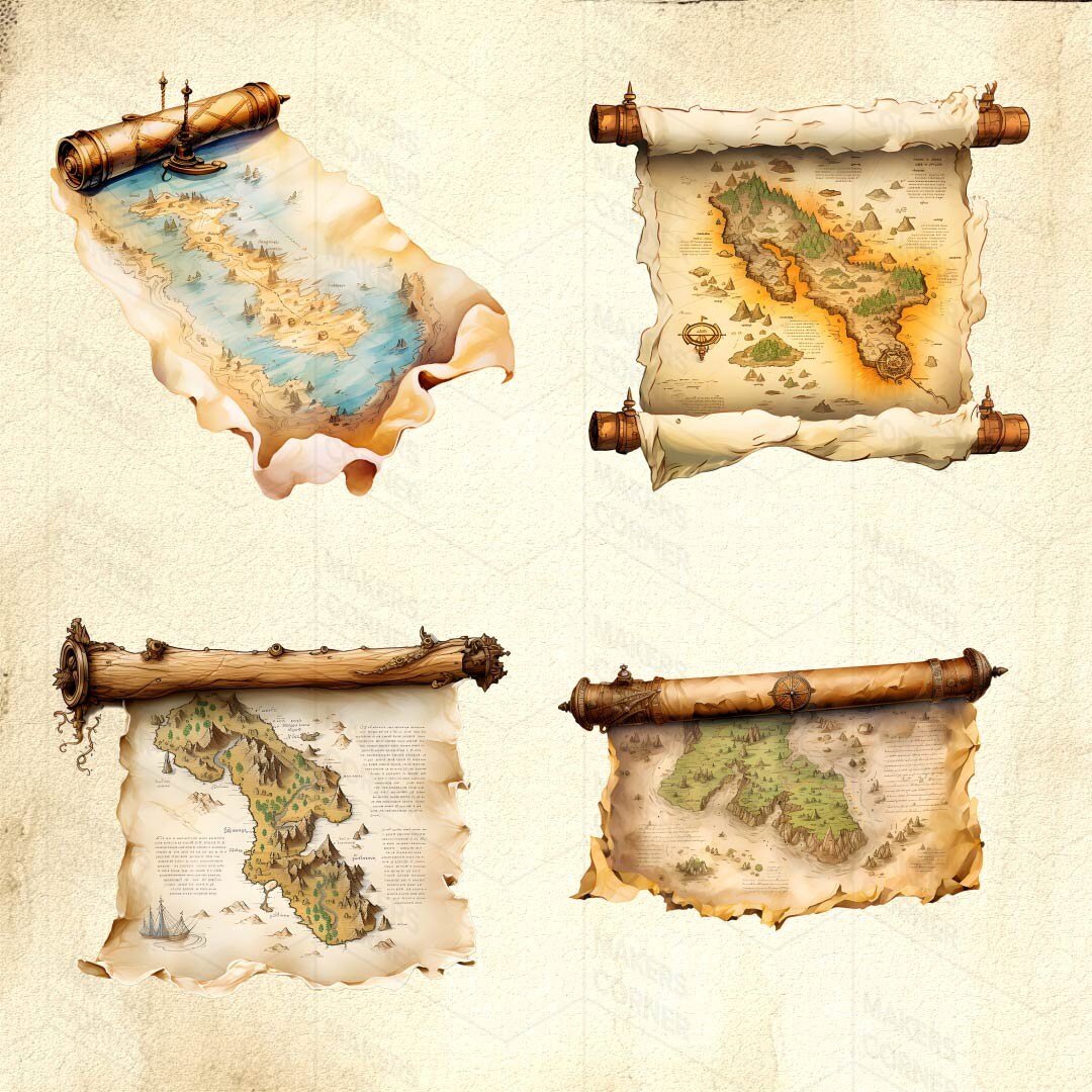 Navigate New Creative Frontiers With Fantasy Nautical Maps Clip Art ...