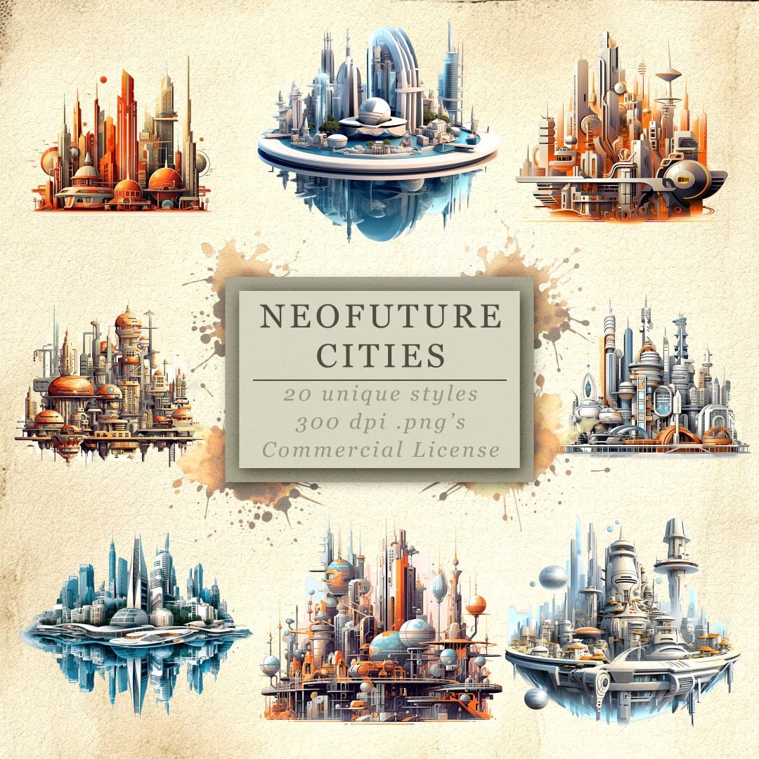 Neofuture Cities Clip Art Collection for Fantasy Art and Design ...