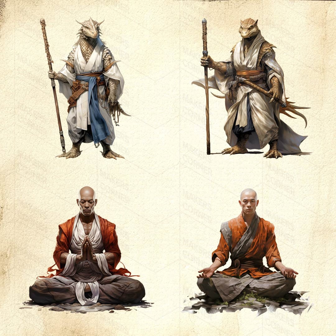 Devoted Monks Clip Art Collection for Art and Design, RPG Graphics ...