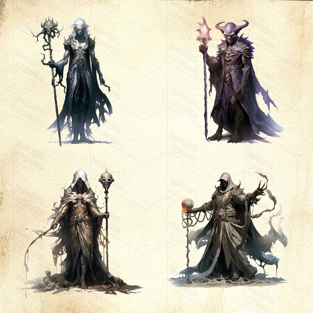 Eldritch Warlocks Clip Art Collection for Art and Design, RPG Graphics ...