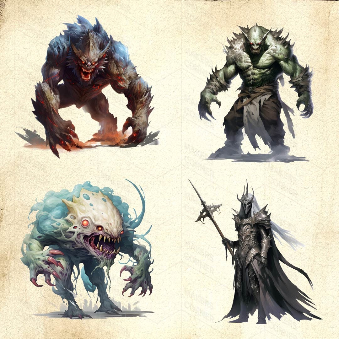 Fantasy RPG Bosses Clip Art Collection for Art and Design, Fantasy Art ...