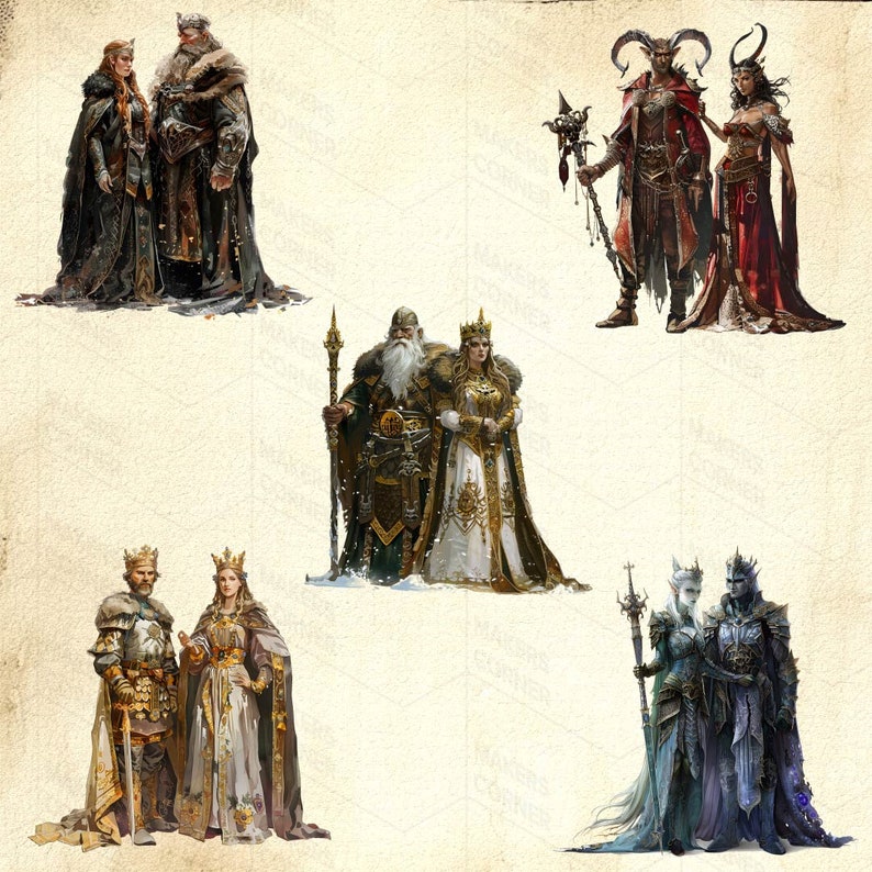 RPG Fantasy Kings & Queens NPC Clip Art Collection for Art and Design ...