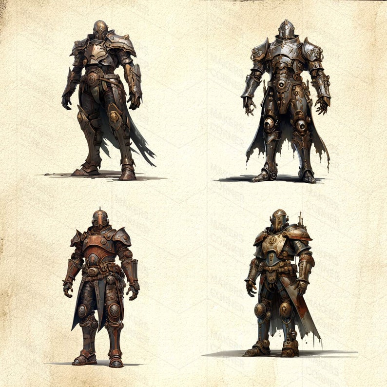 Steampunk Knights Clip Art Collection Digital Download for Art and ...