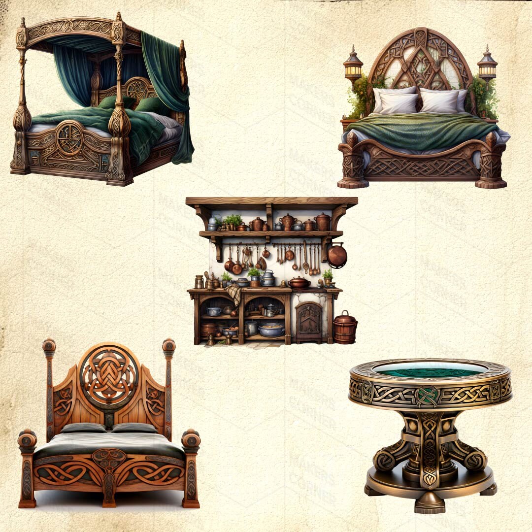 Celtic Furniture Clip Art Collection Fantasy Rooms and Furniture ...