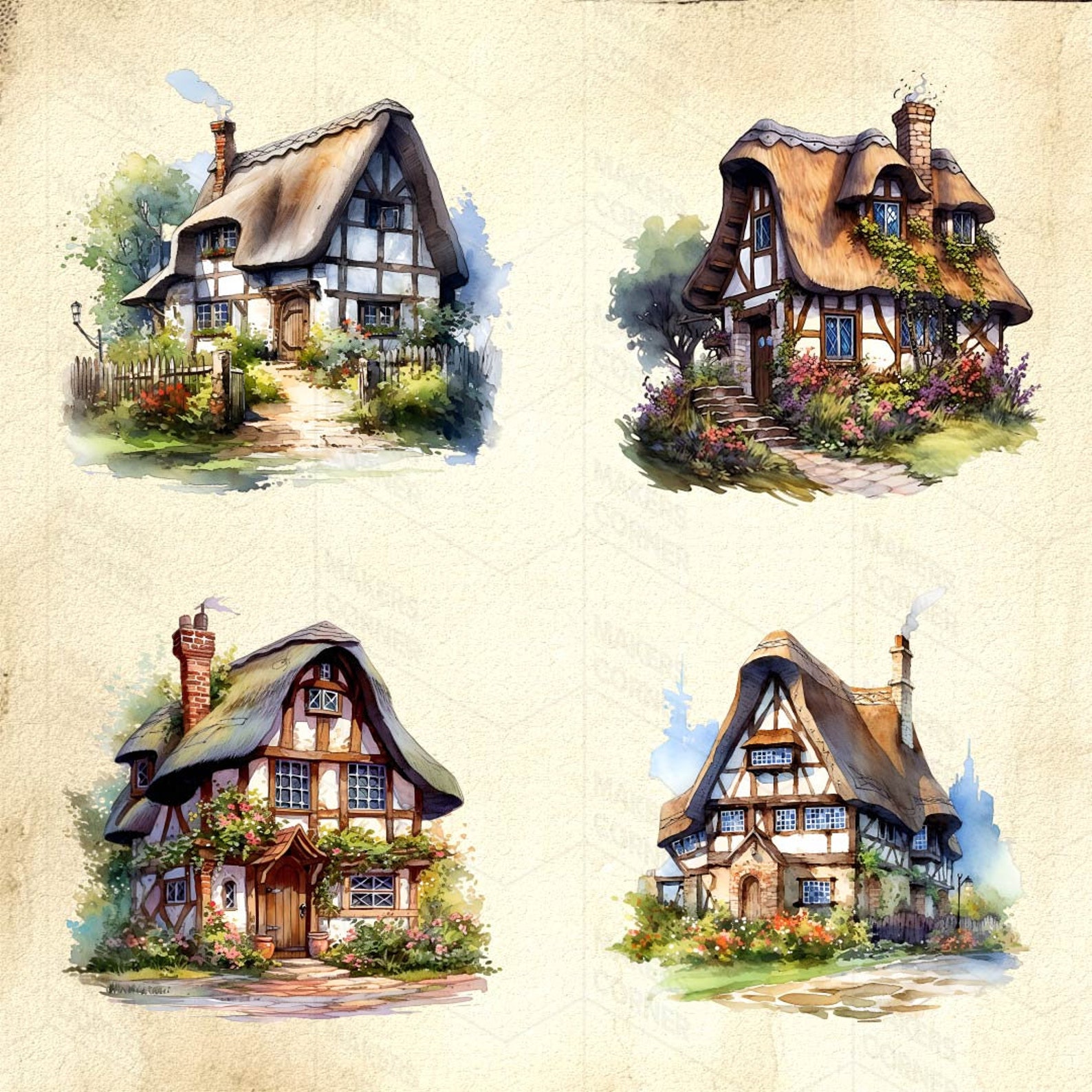 Medieval Cottages Clip Art Collection for Fantasy Art and Design ...
