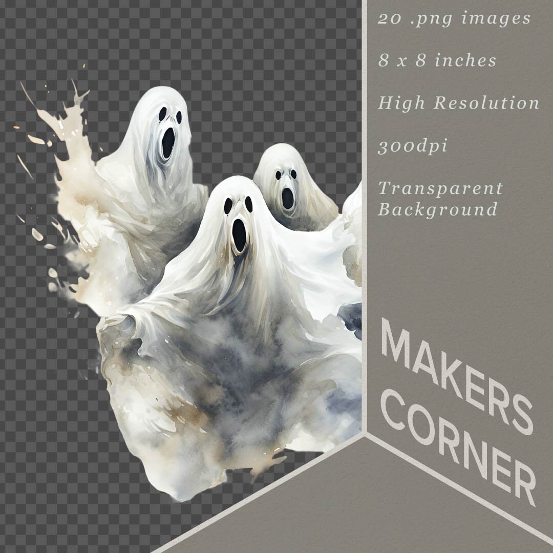 Halloween Ghosts Clip Art Collection for Art and Design, Halloween ...