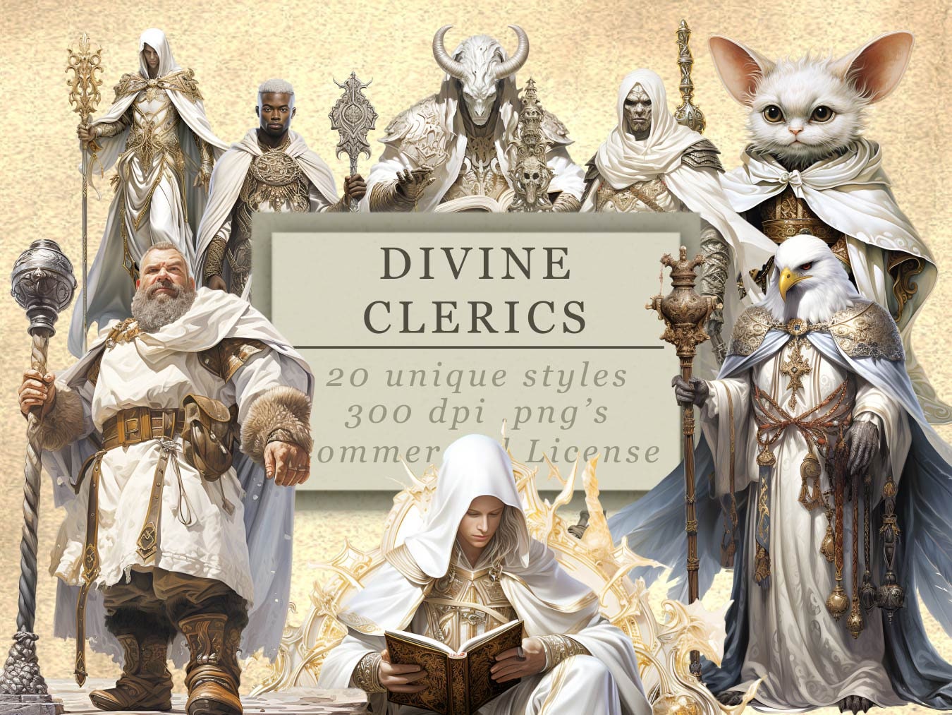 Divine Clerics Clip Art Collection for Art and Design, RPG Elements ...