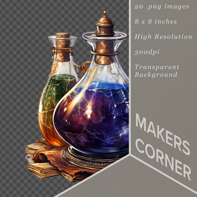 Potions & Elixirs Clip Art Collection for Art and Design, Fantasy Magic ...