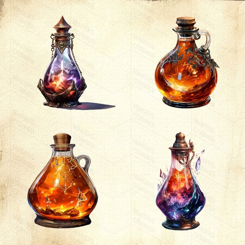 Potions & Elixirs Clip Art Collection for Art and Design, Fantasy Magic ...