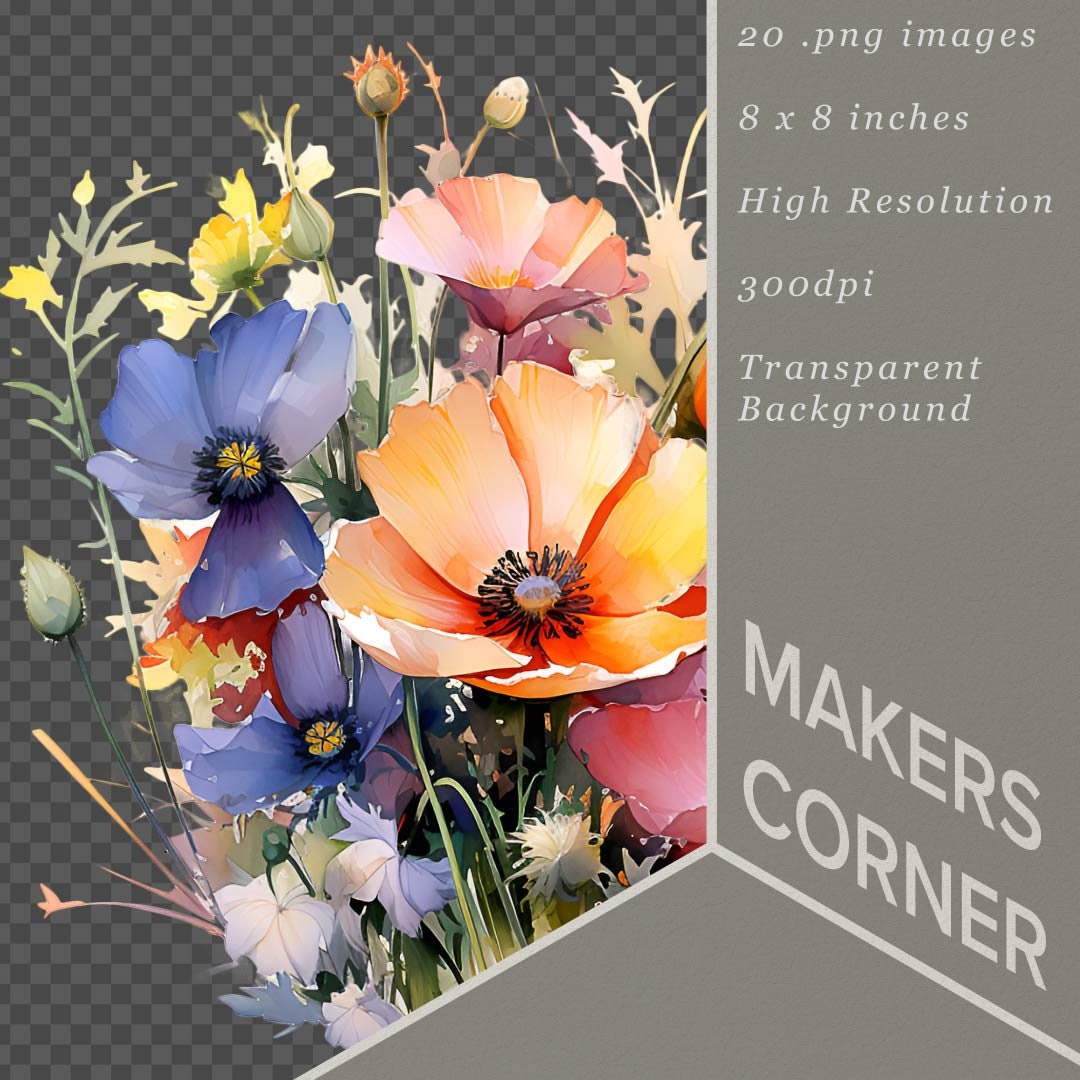 Blooming Meadows Clip Art Collection for Art and Design Beautiful ...
