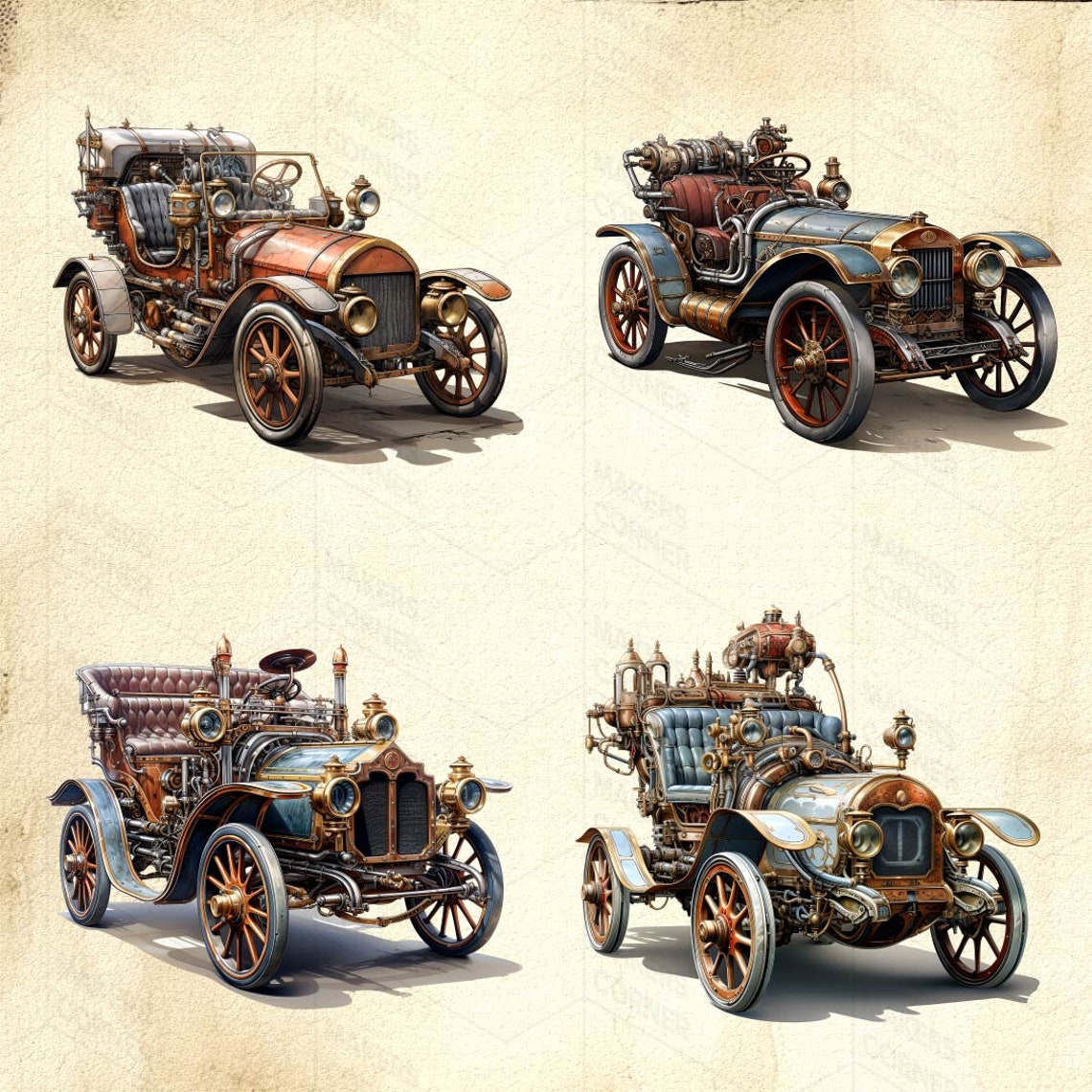 Steampunk Cars Clip Art Collection for Fantasy Art and Design ...