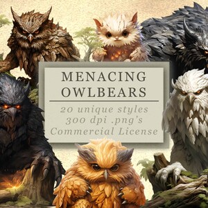 Menacing Owlbears Clip Art Collection for Art and Design, Magical ...