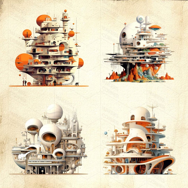 Homes of the Future Clip Art Collection for Fantasy Art and Design ...