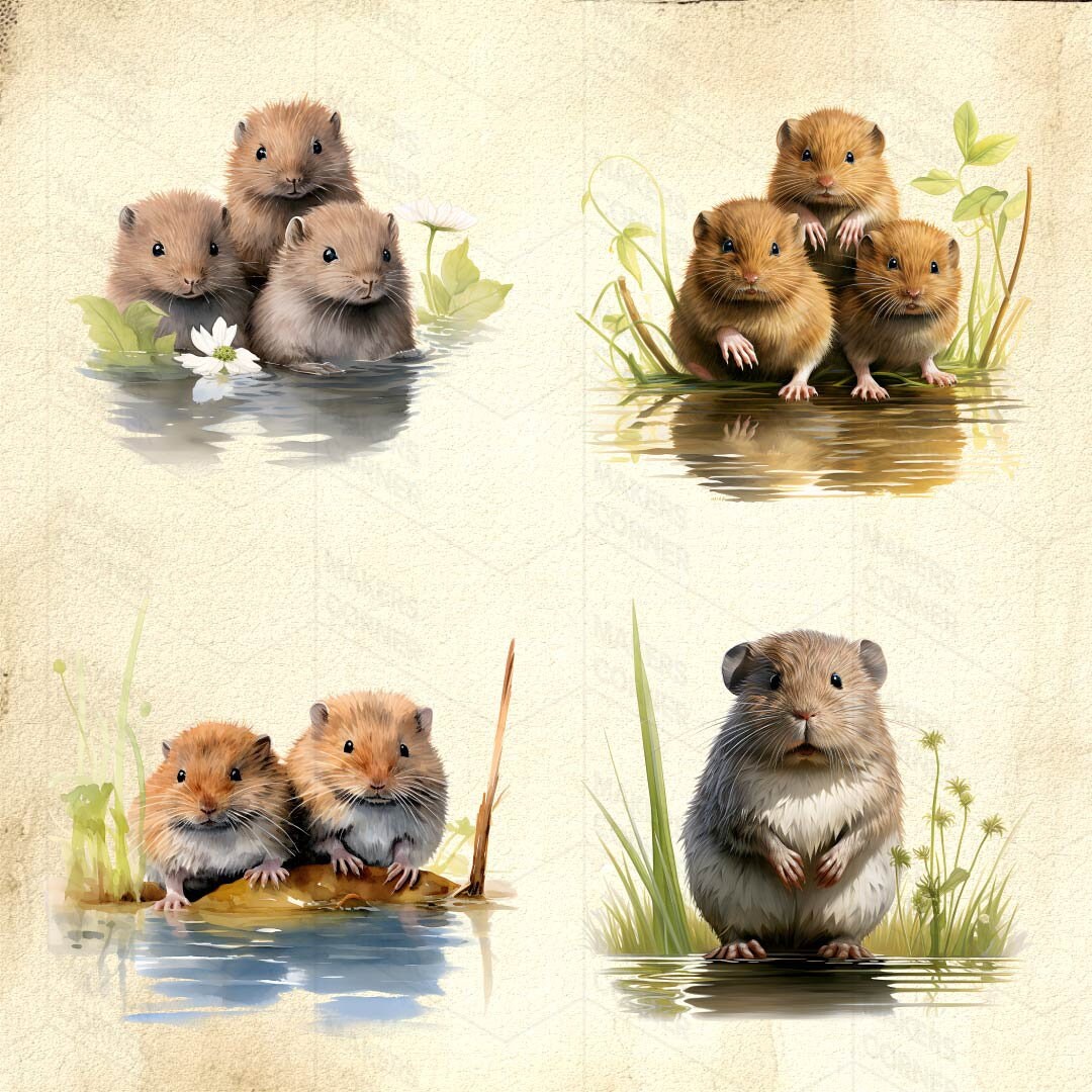 Water Vole Clip Art Collection High-quality Digital - Etsy