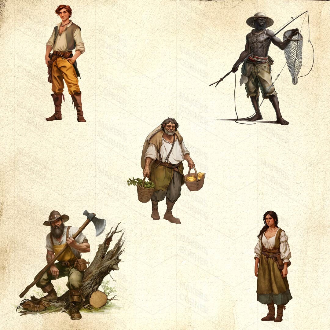 Human Villagers NPC Clip Art Collection for Art and Design, RPG ...