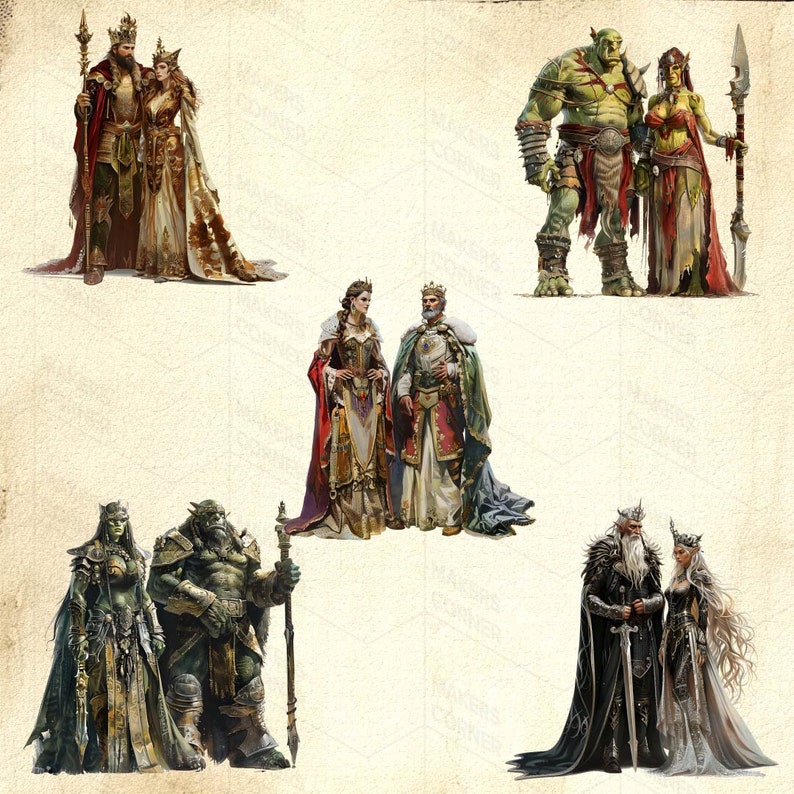 RPG Fantasy Kings & Queens NPC Clip Art Collection for Art and Design ...