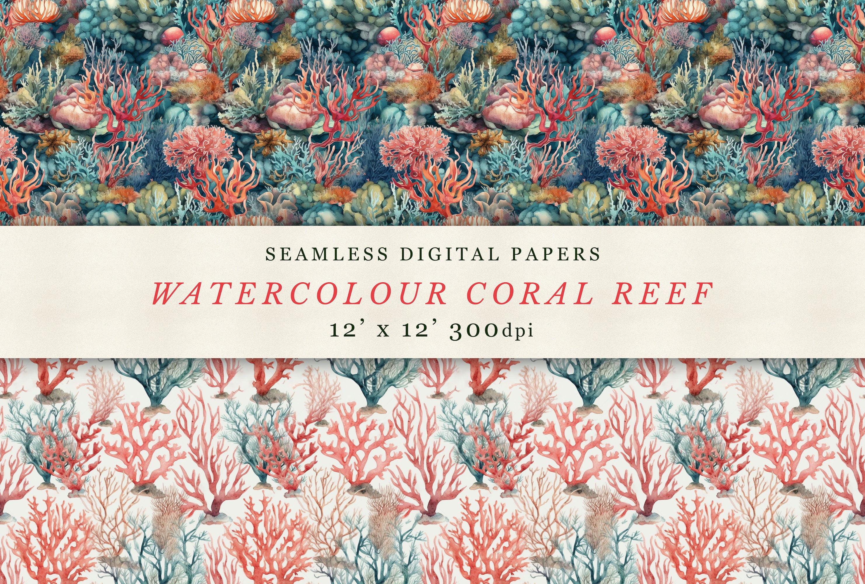 Reef Digital Design Papers, Seamless Pattern, Printable Scrapbook ...