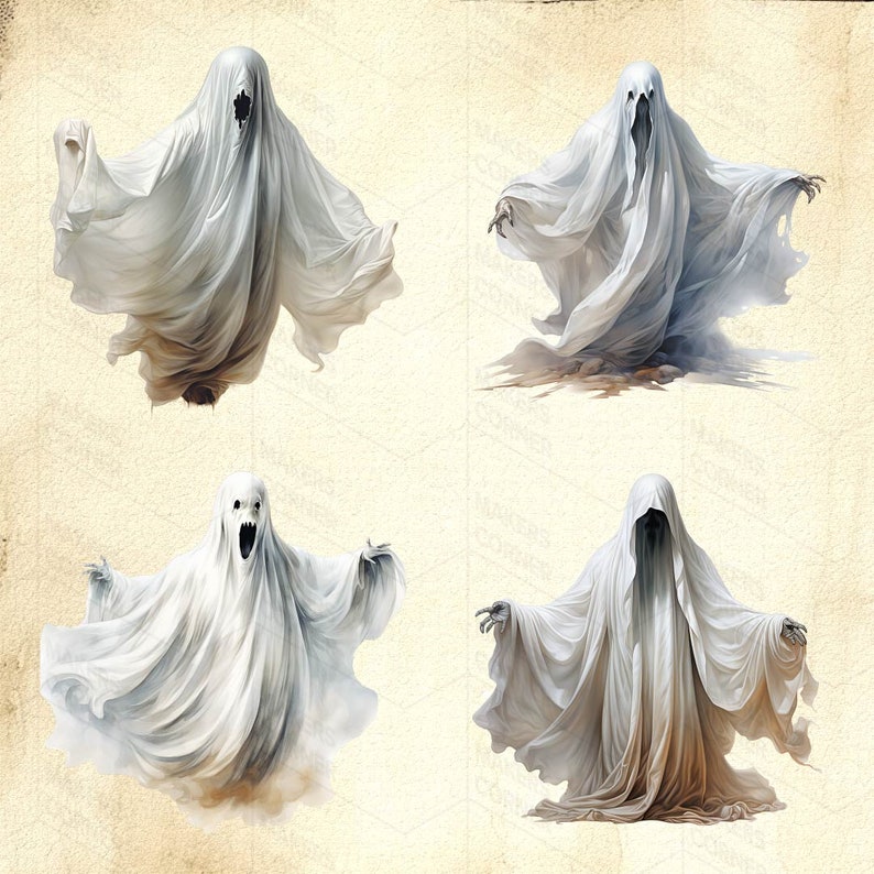 Halloween Ghosts Clip Art Collection for Art and Design, Halloween ...