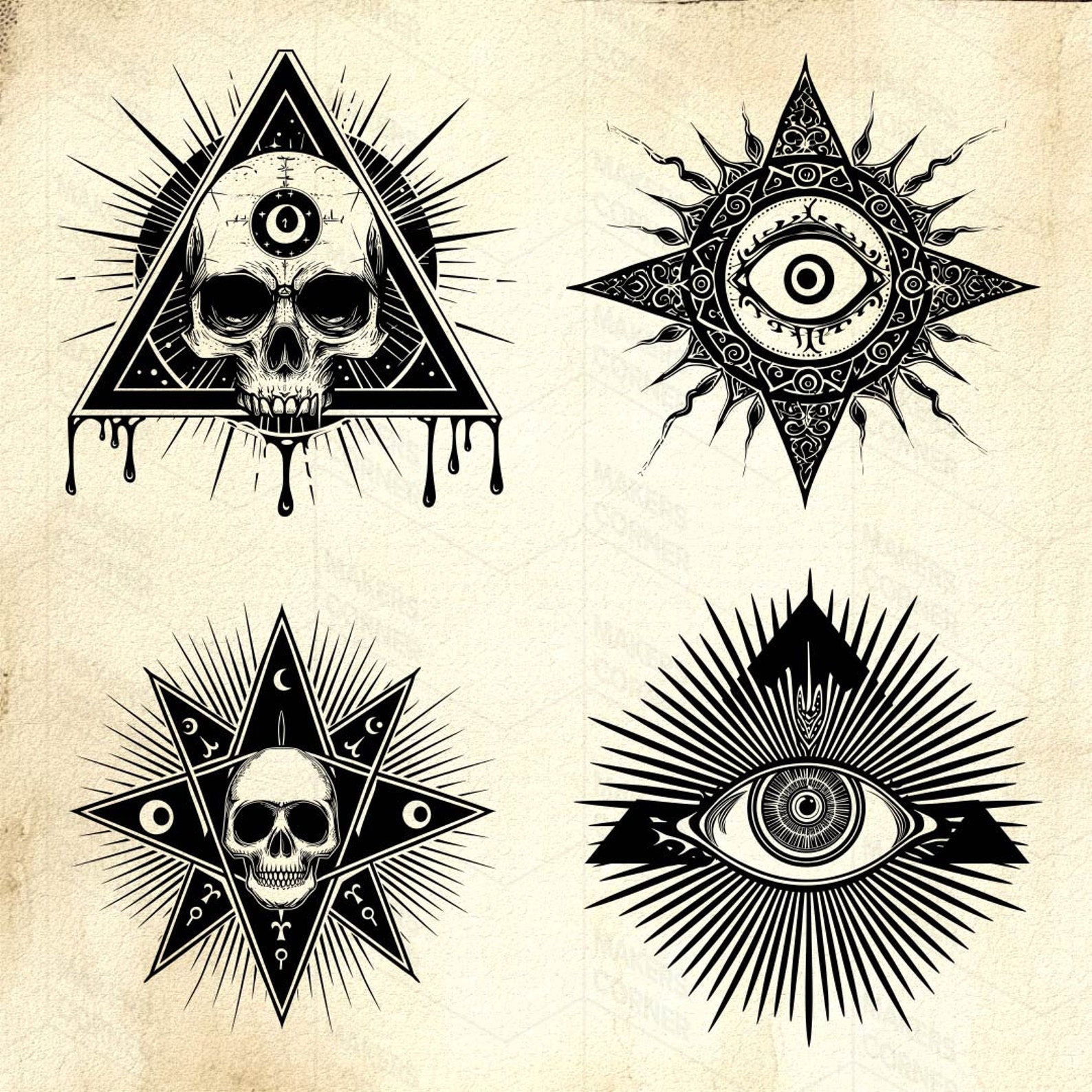 Schools of Magic Symbols Clip Art Collection Fantasy Magical Graphics ...