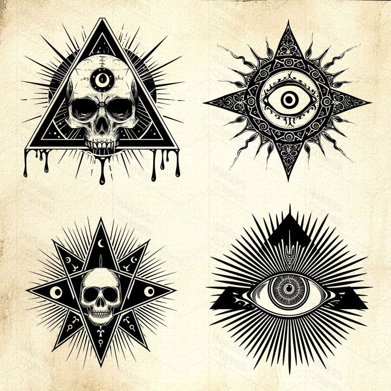 Schools of Magic Symbols Clip Art Collection Fantasy Magical Graphics ...