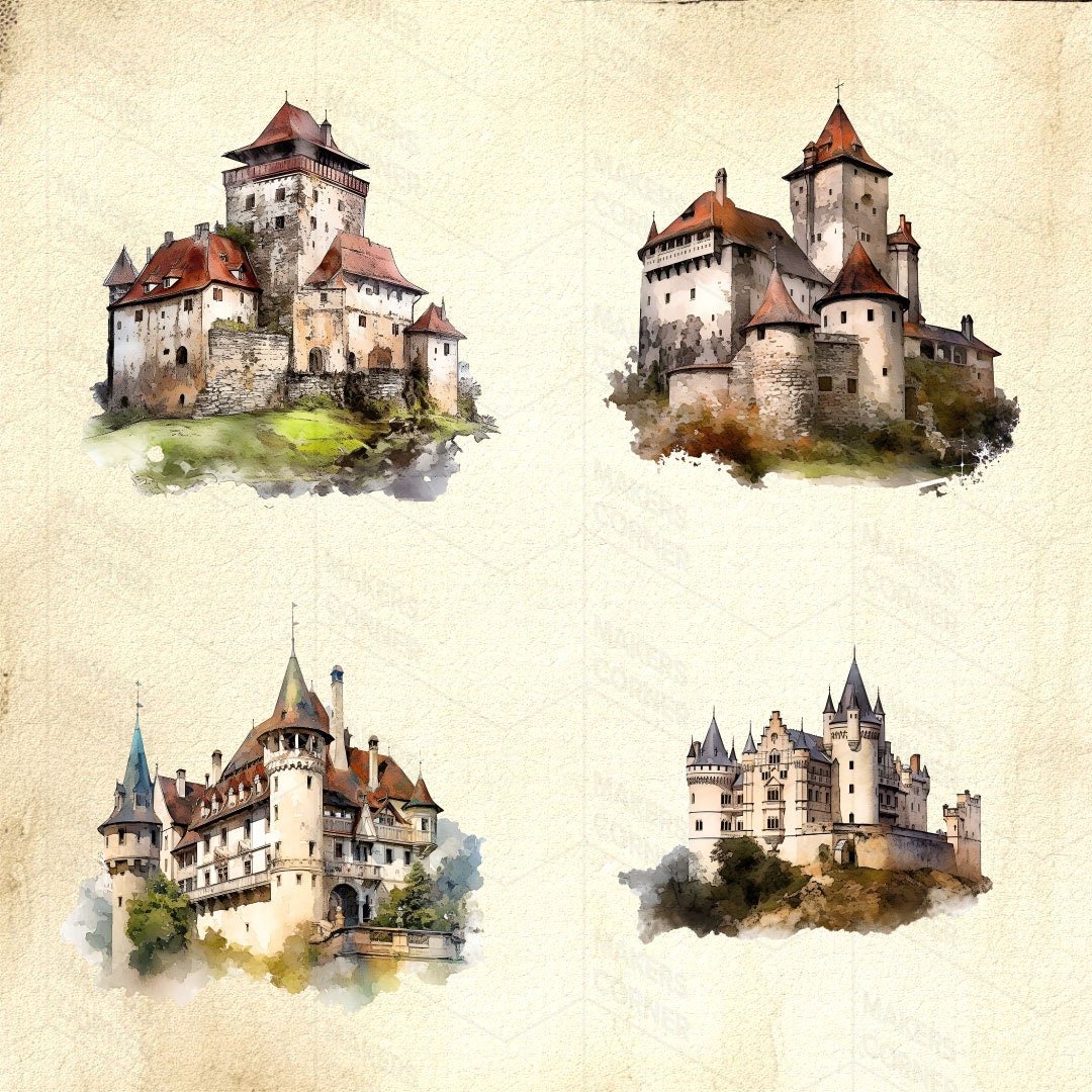 European Castles Clip Art Collection for Fantasy Art and Design ...