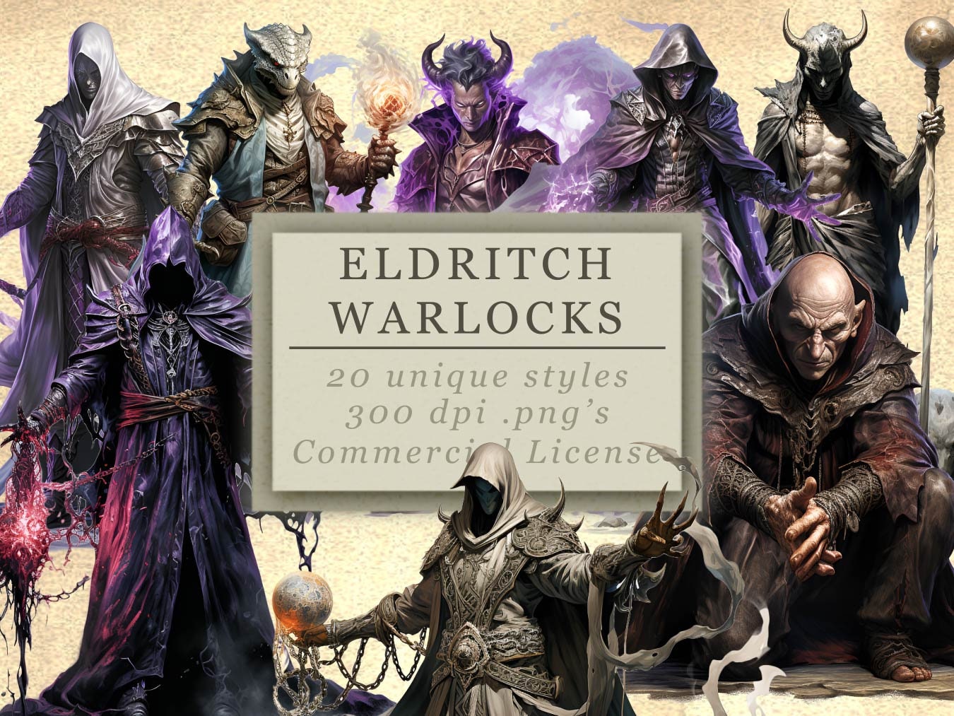 Eldritch Warlocks Clip Art Collection for Art and Design, RPG Graphics ...