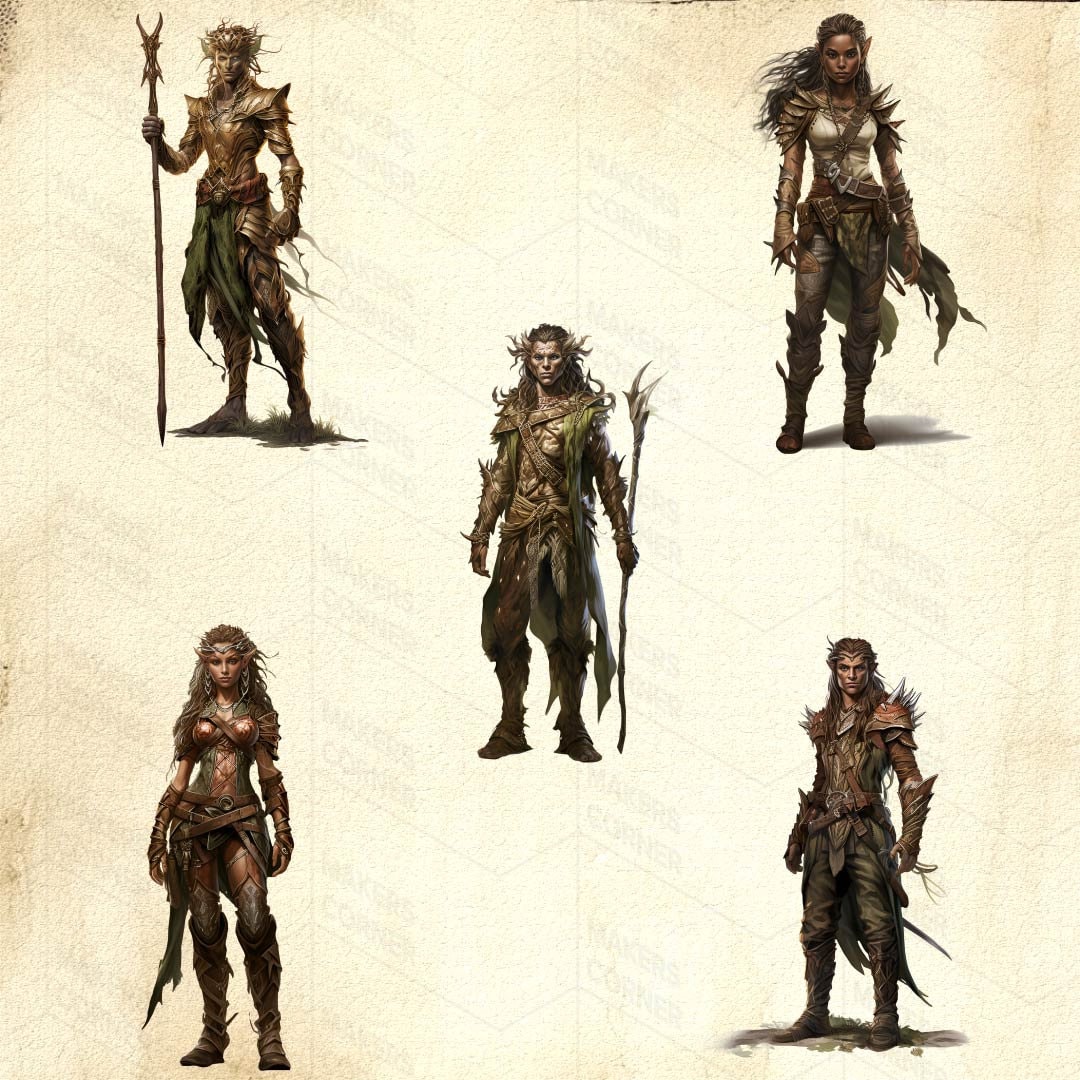 Mysterious Wood Elves Clip Art Collection for Art and Design, RPG ...