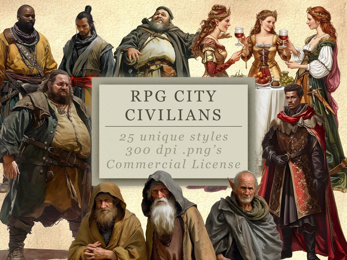 RPG City Civilians NPC Clip Art Collection for Art and Design, Games ...