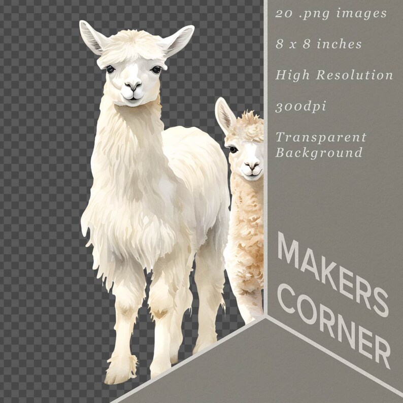 Llamas & Alpaca Clip Art Collection High-quality Digital Downloads for ...
