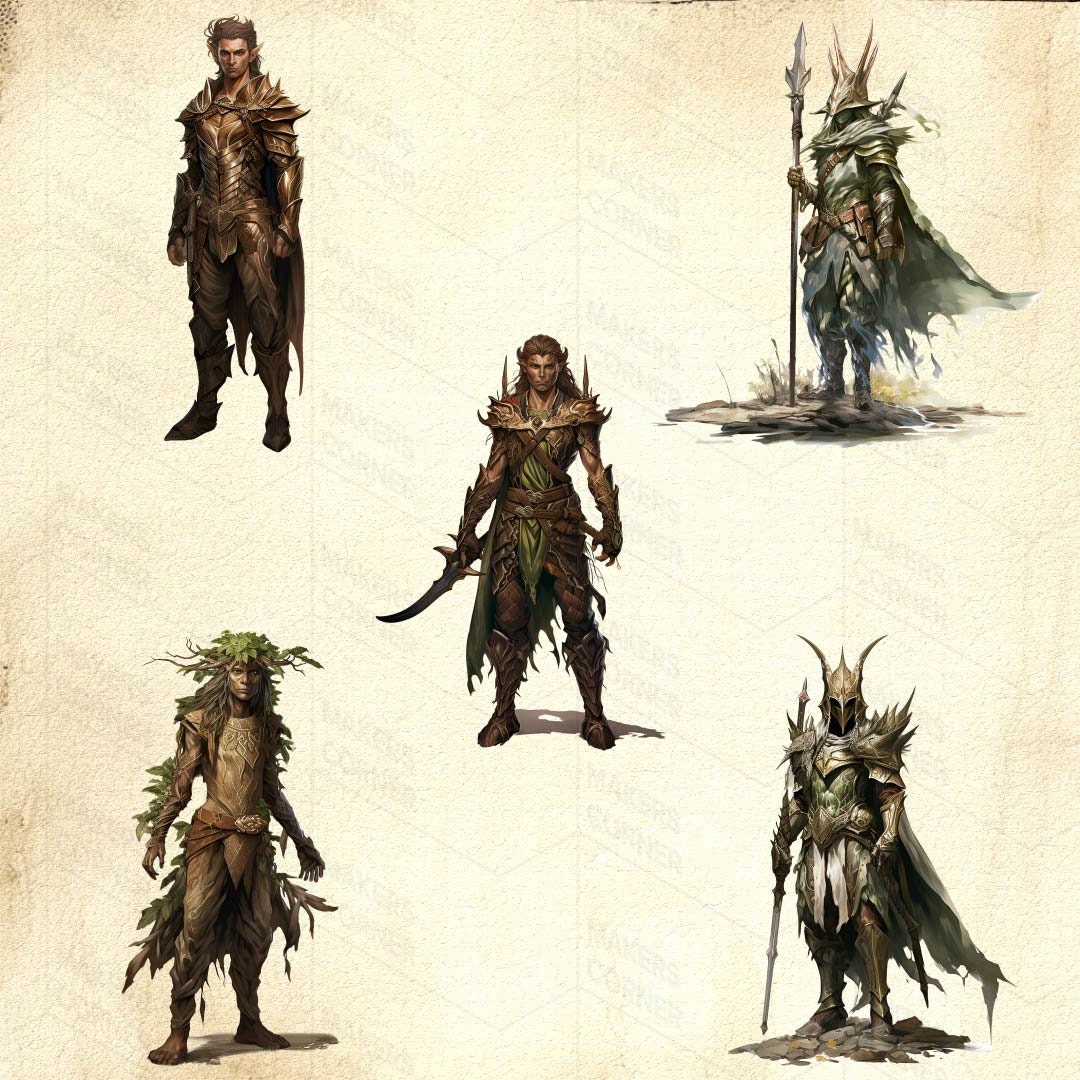 Mysterious Wood Elves Clip Art Collection for Art and Design, RPG ...