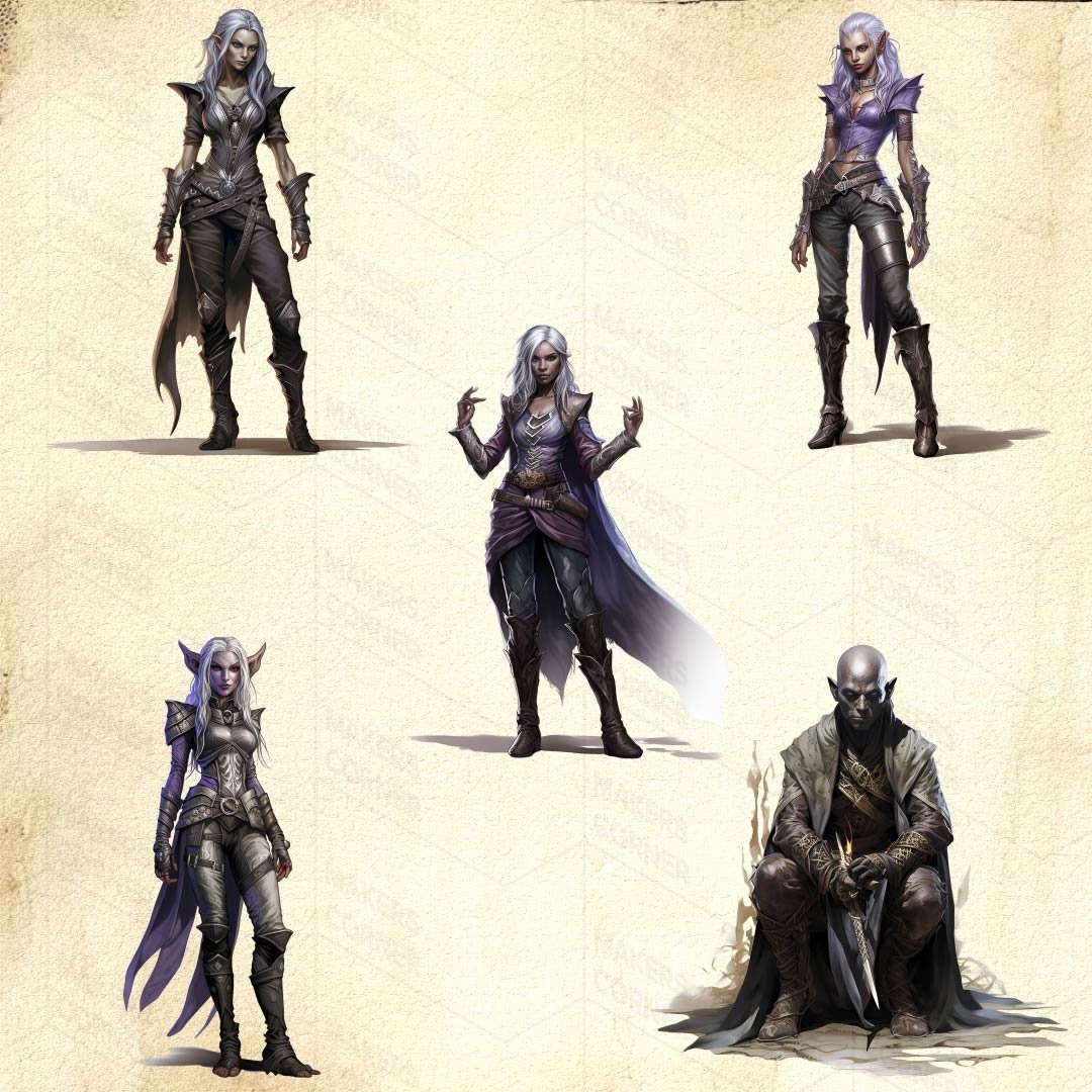 Cunning Drow Clipart Art Collection for Art and Design, Dark Elf ...