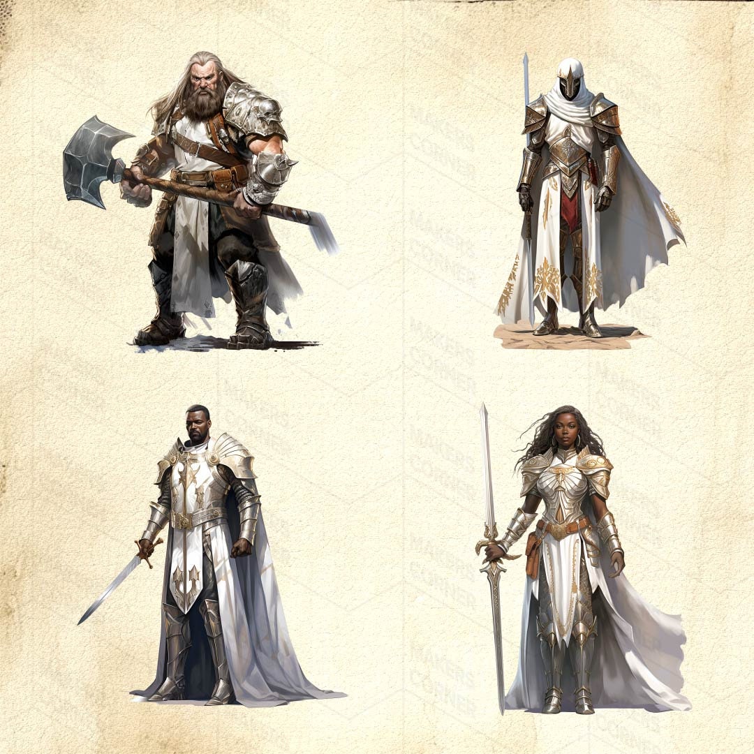 Righteous Paladins Clip Art Collection for Art and Design, RPG, Instant ...