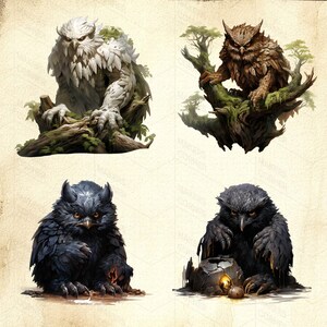 Menacing Owlbears Clip Art Collection for Art and Design, Magical ...
