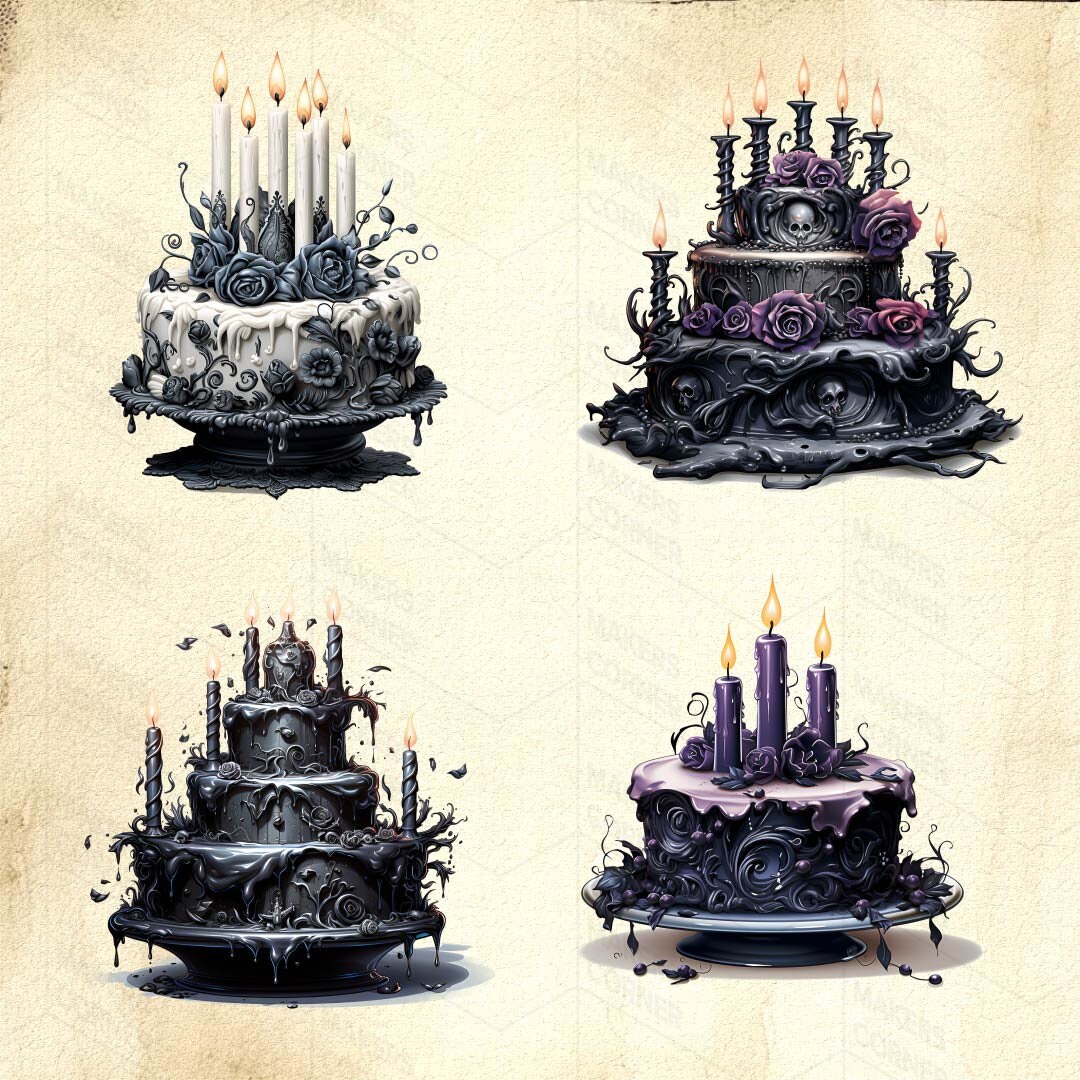 Gothic Halloween Cakes Clip Art Collection for Art and Design - Etsy