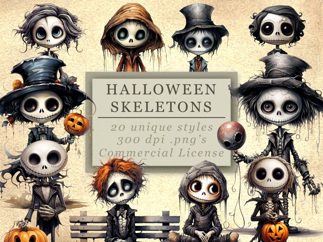 Halloween Skeletons Clip Art Collection for Art and Design, Halloween ...