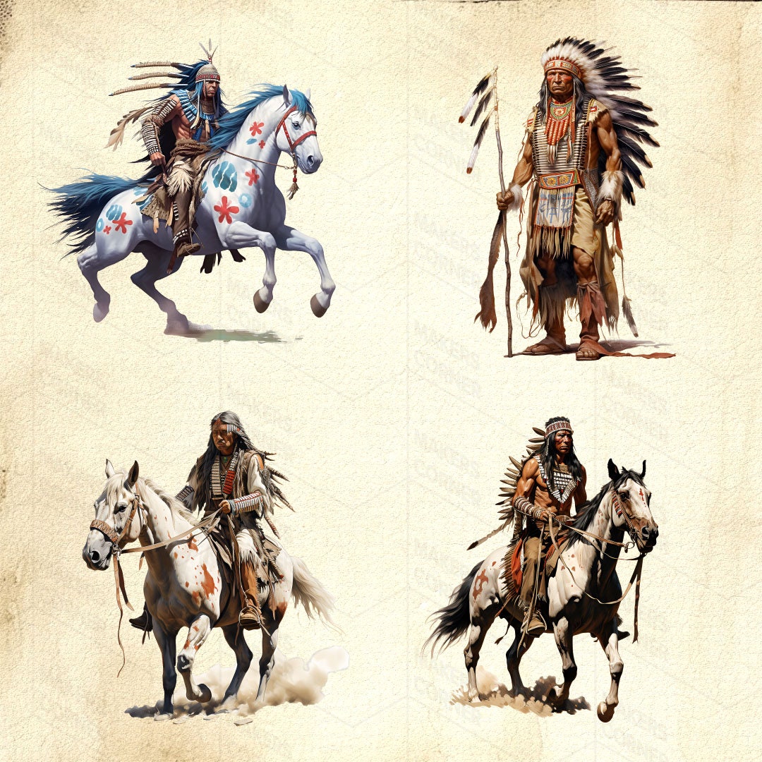 Native American Warriors Clip Art Collection for Art and Design ...