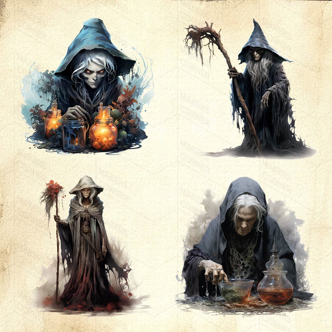 Conjuring Witches Clip Art Collection for Art and Design, Halloween ...