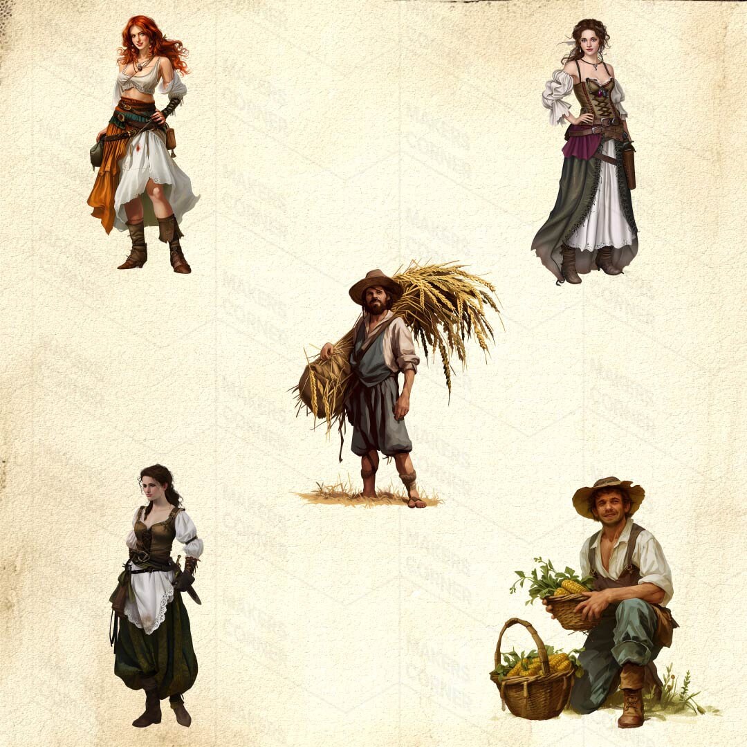 Human Villagers NPC Clip Art Collection for Art and Design, RPG ...