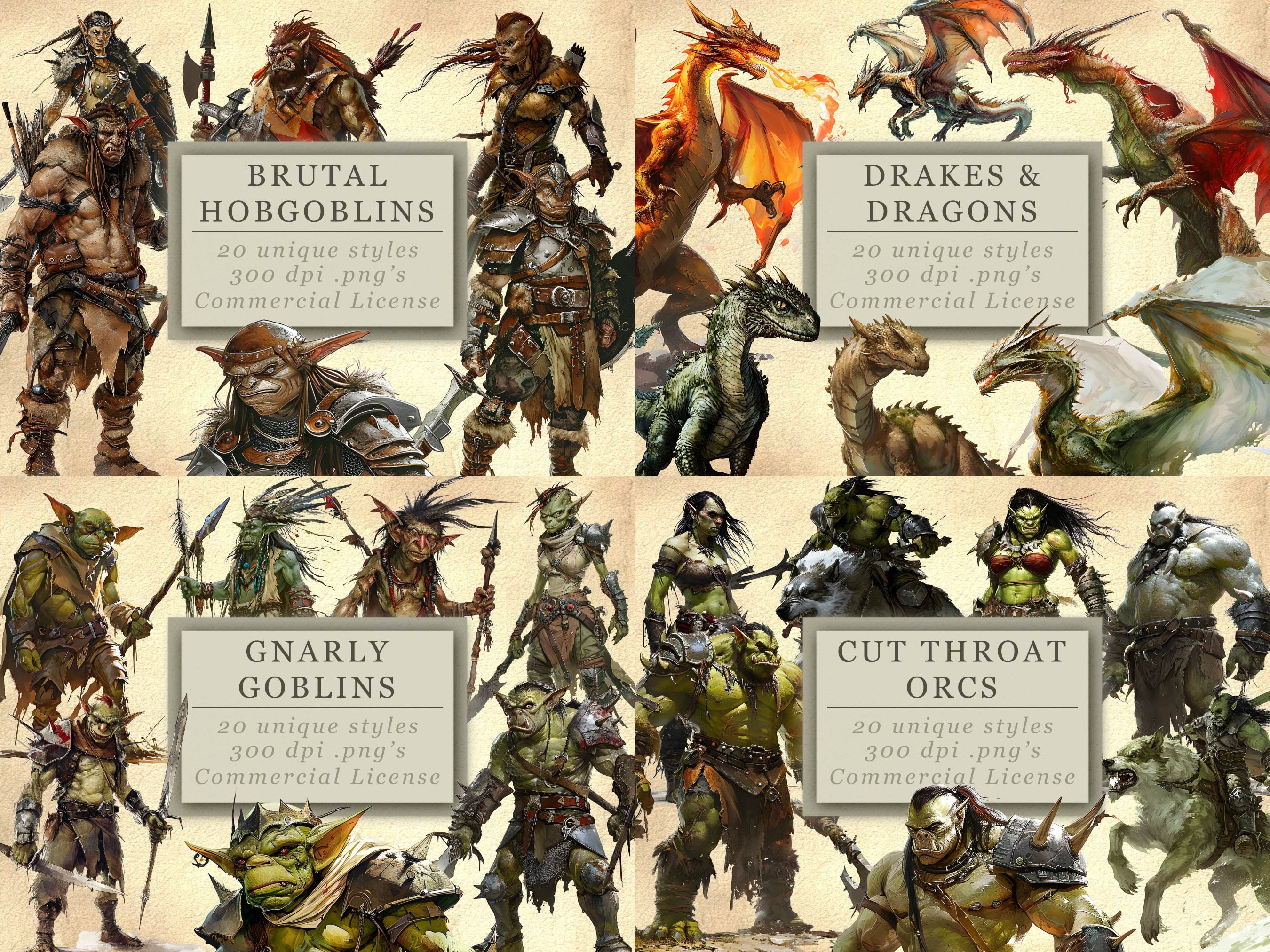 16 Packs 320 Pngs Ultimate RPG Enemy Clip Art Bundle for Art and Design ...