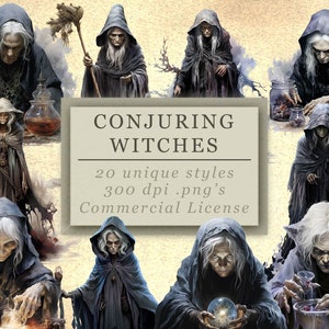 Conjuring Witches Clip Art Collection for Art and Design, Halloween ...