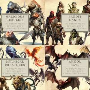 16 Packs! 320 Pngs! Ultimate RPG Enemy Clip Art Bundle for Art and ...